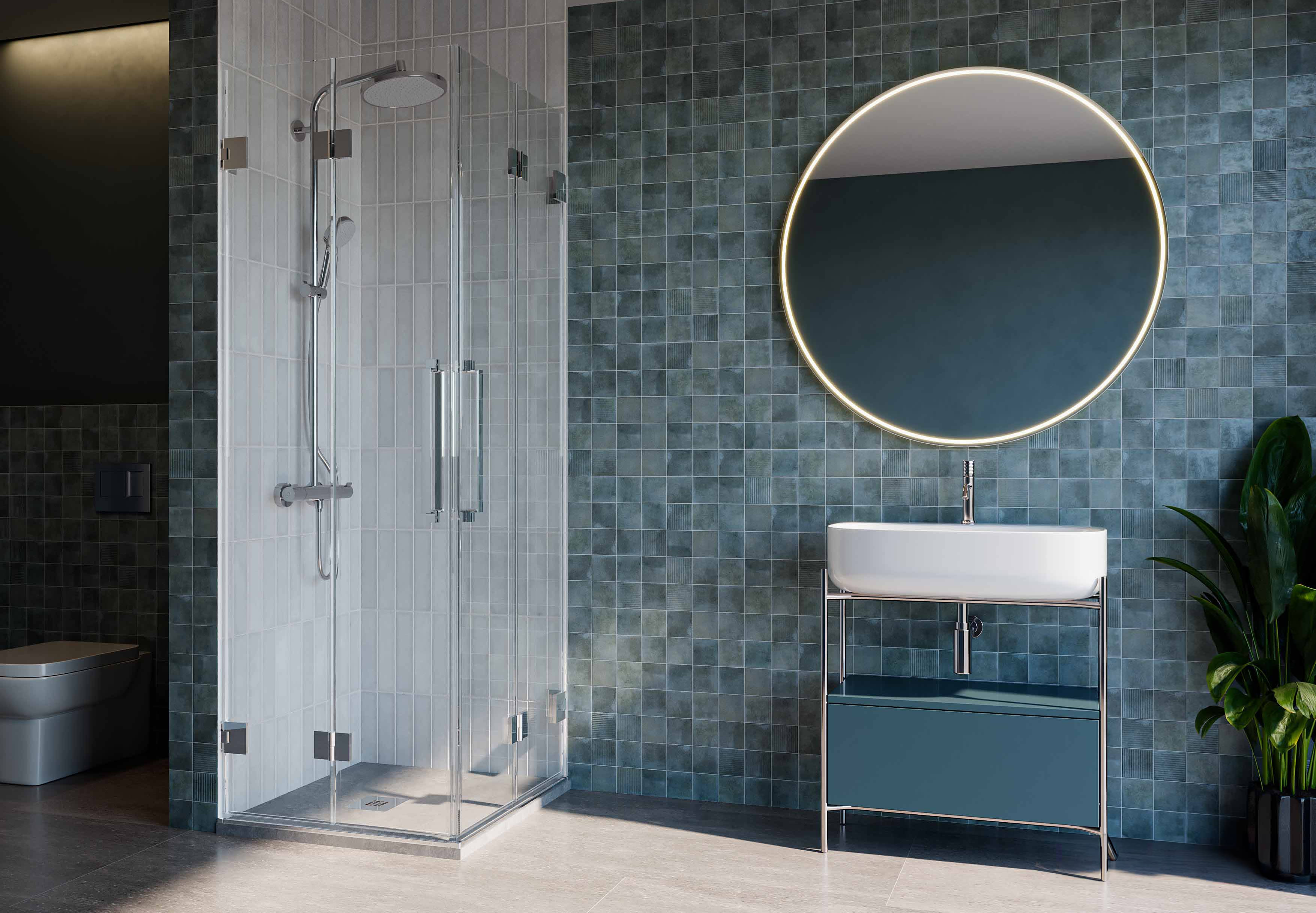 Mampara angular Profiltek Glam GL227 4 paneles plegables