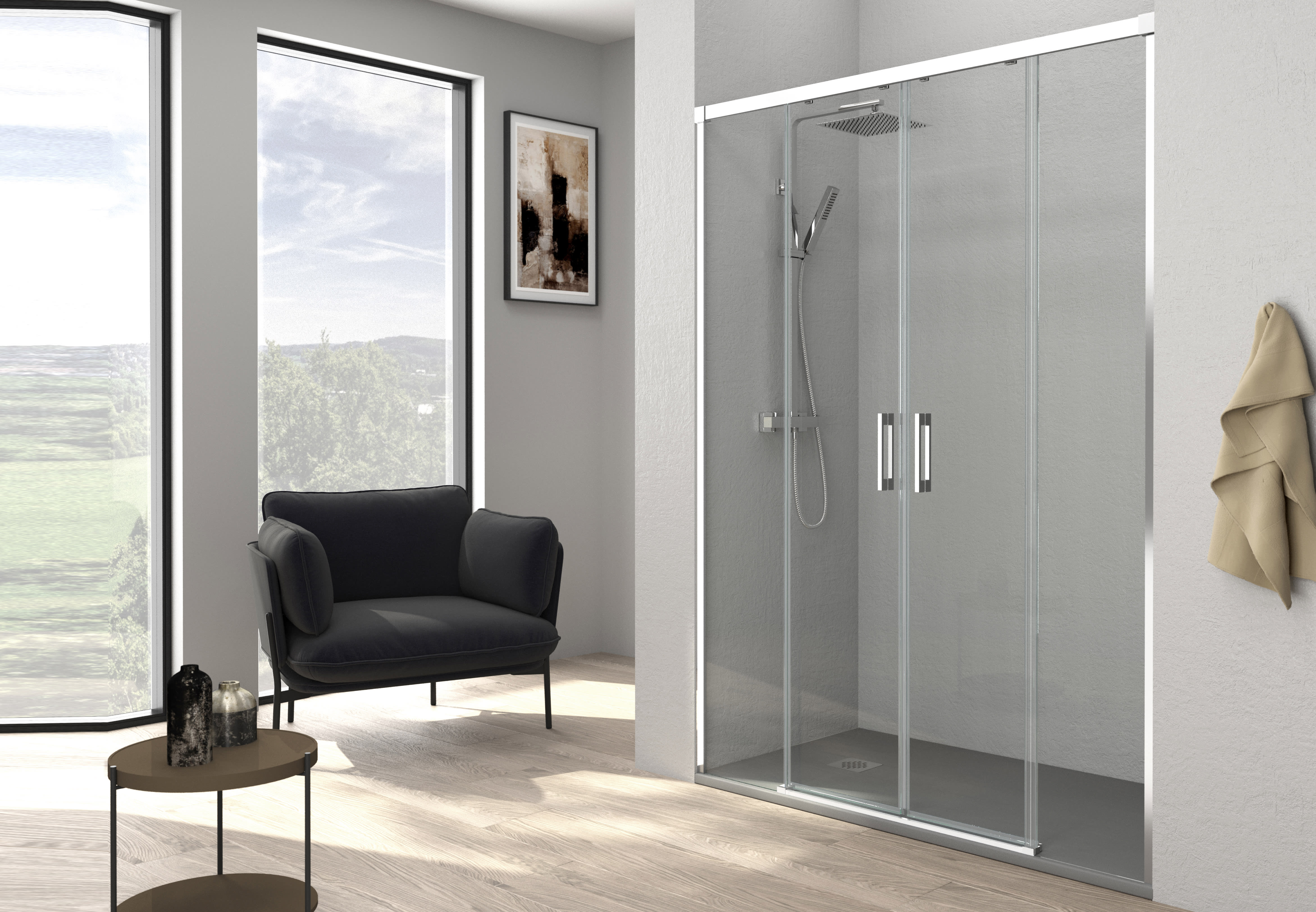 Mampara de ducha Oslo frontal (2F + 2C) | Solomamparas