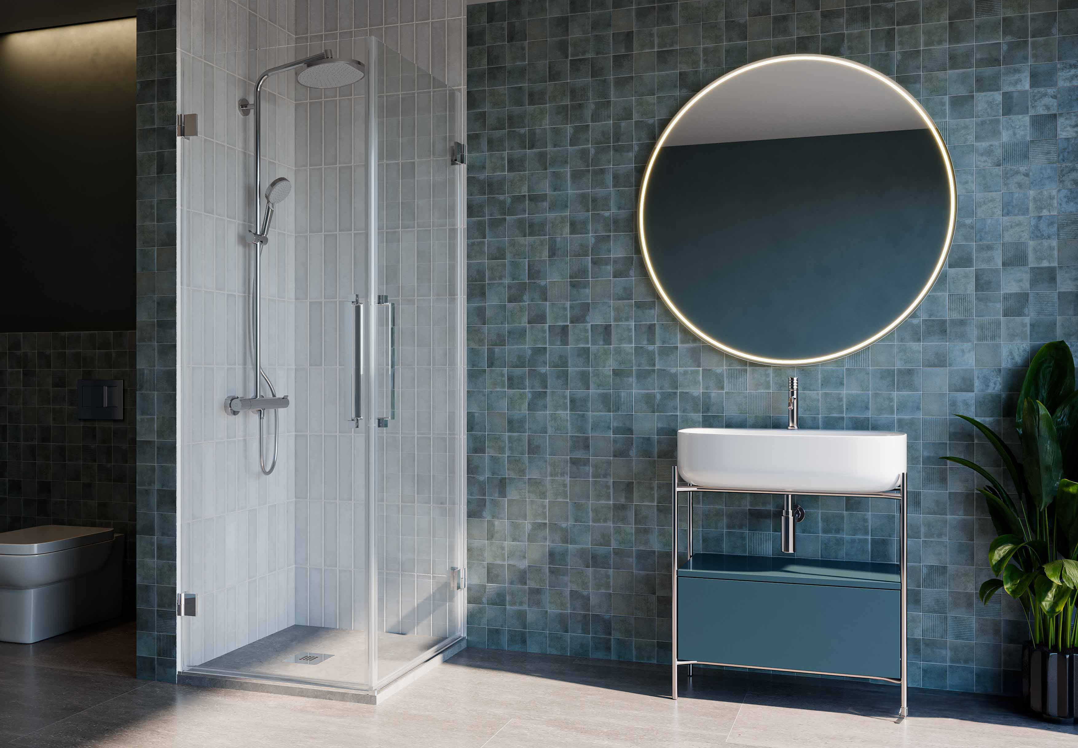 Mampara angular Profiltek Glam GL220: 2 abatibles