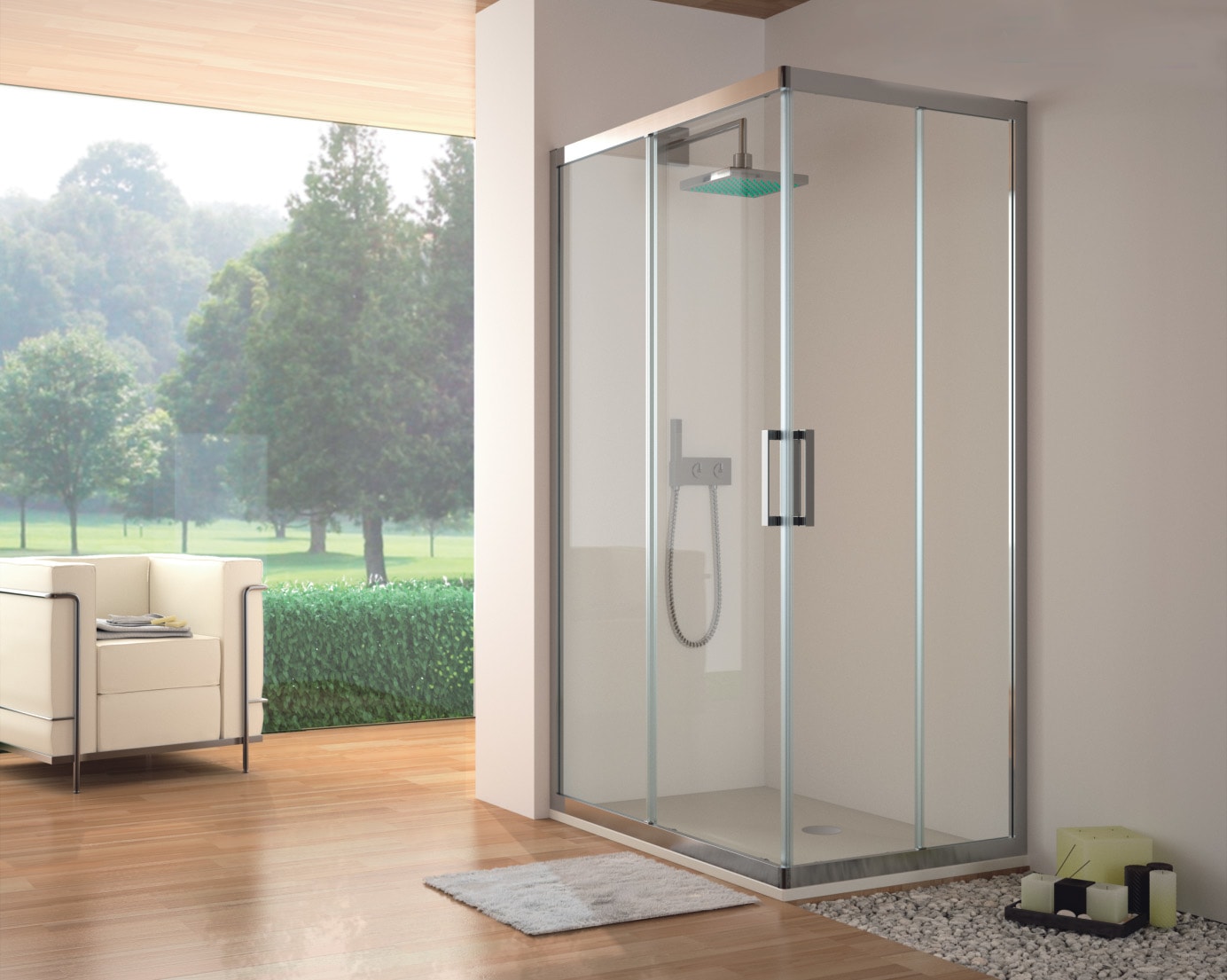 Mampara Kassandra Serie 300, angular 2F+ 2C | Solomamparas